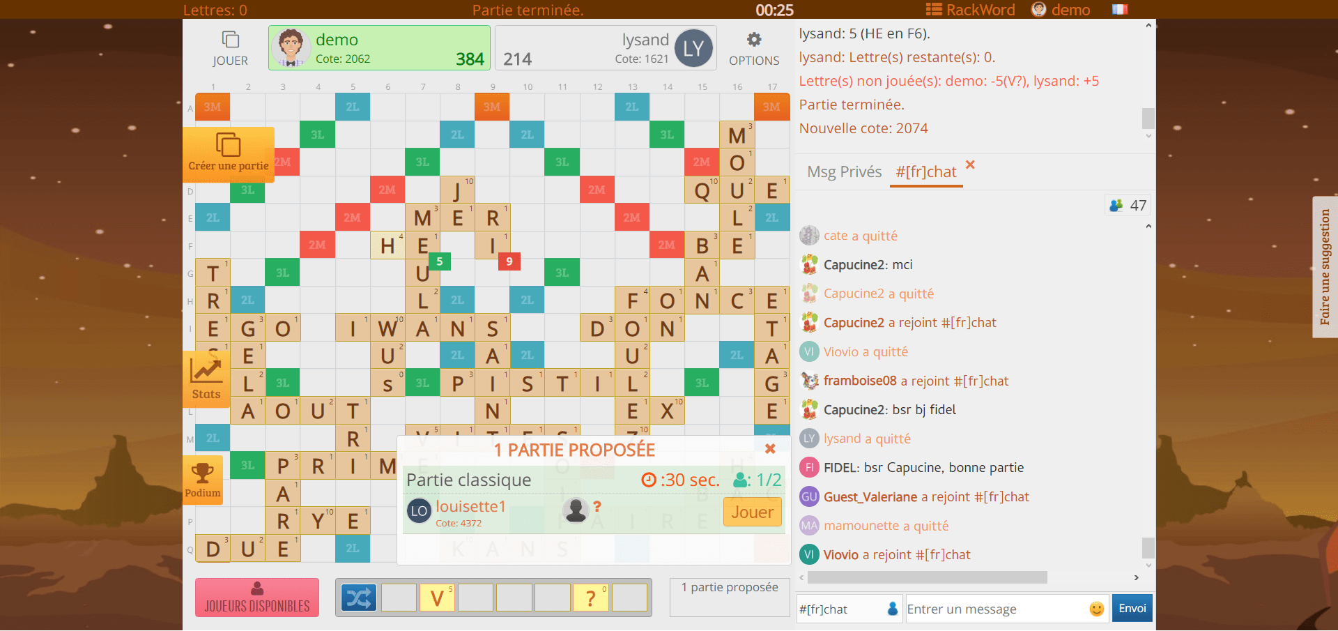 Free online multiplayer word game - Rackword